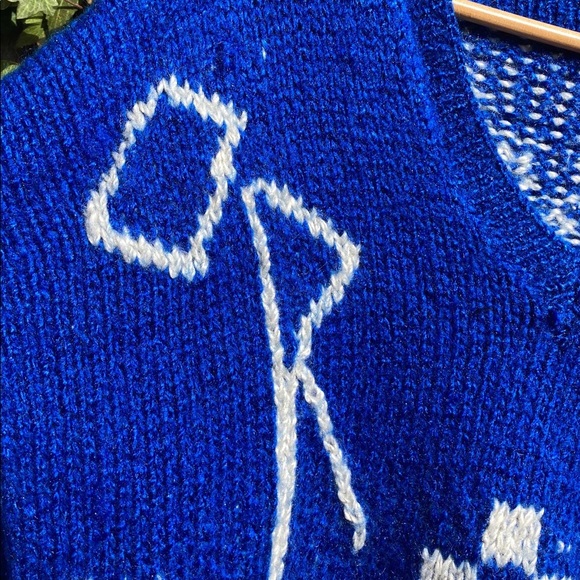 Sweaters | Chunky Royal Blue Knit Sweater Symbols Orpn Runes Vintage ...